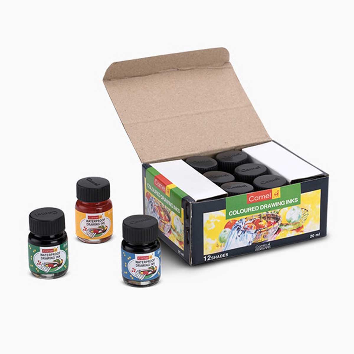 Camel Colored Drawing Inks | Pack of 12 | Each 20ml