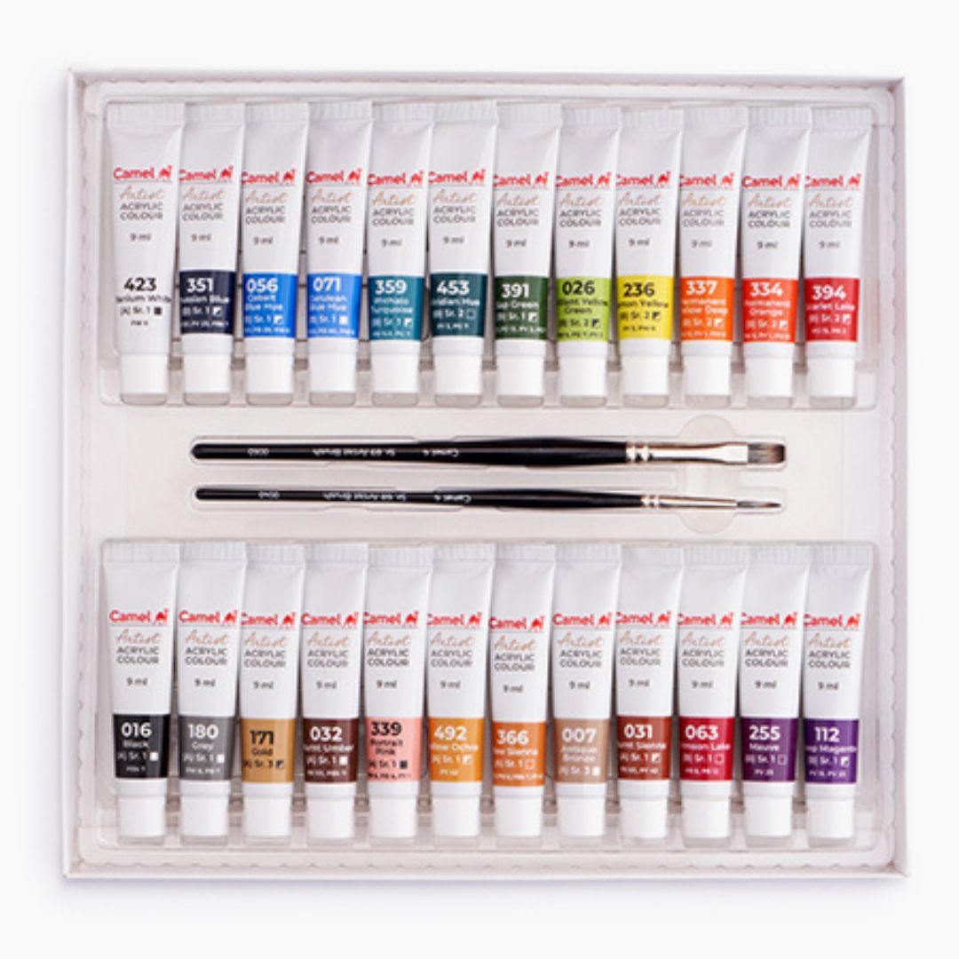Camel Artist Acrylic Colors | Assorted 24 shades | 9ml each