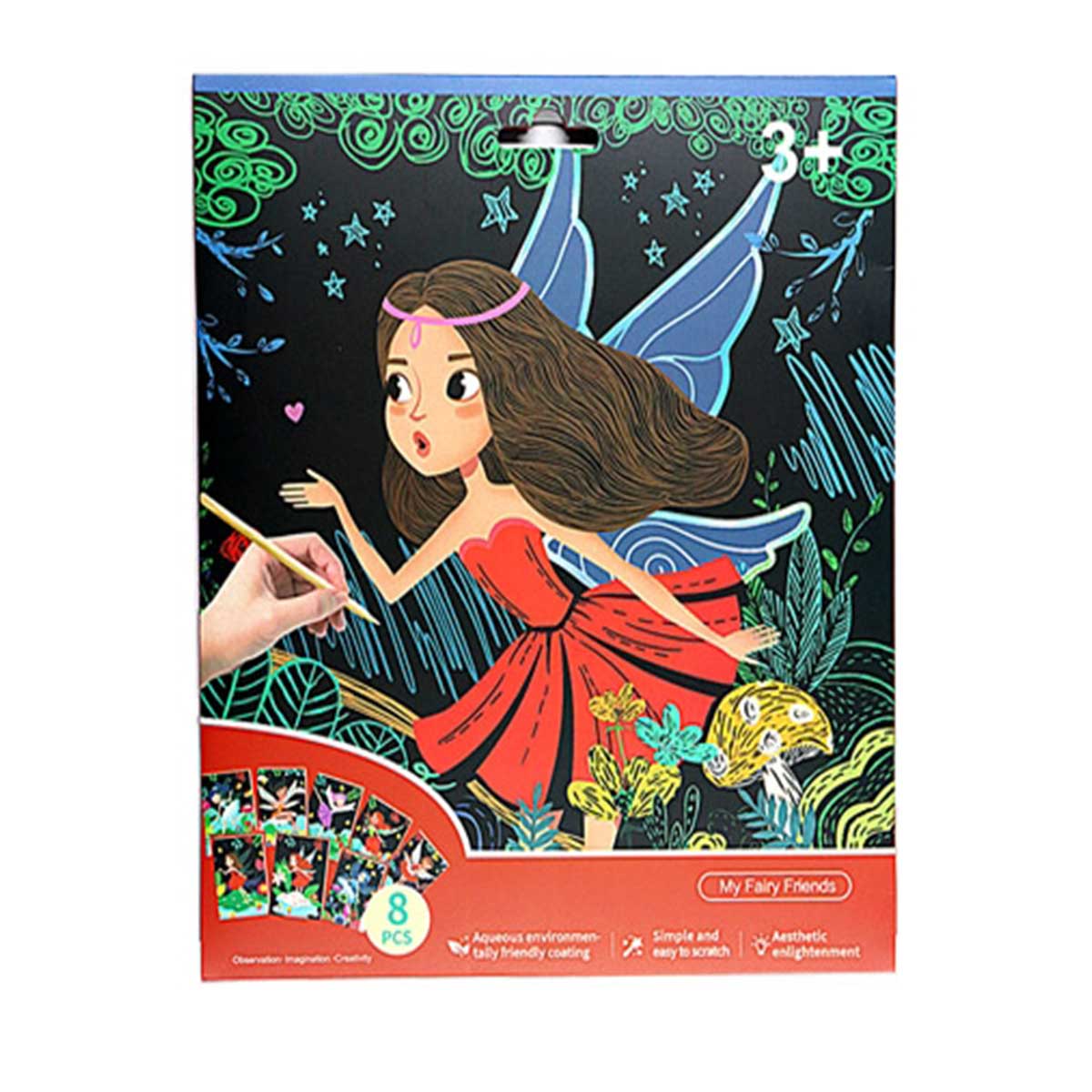 JustKraft Scratch Papers | My Fairy Friends Series | 8 Sheets | 8x8 Inch