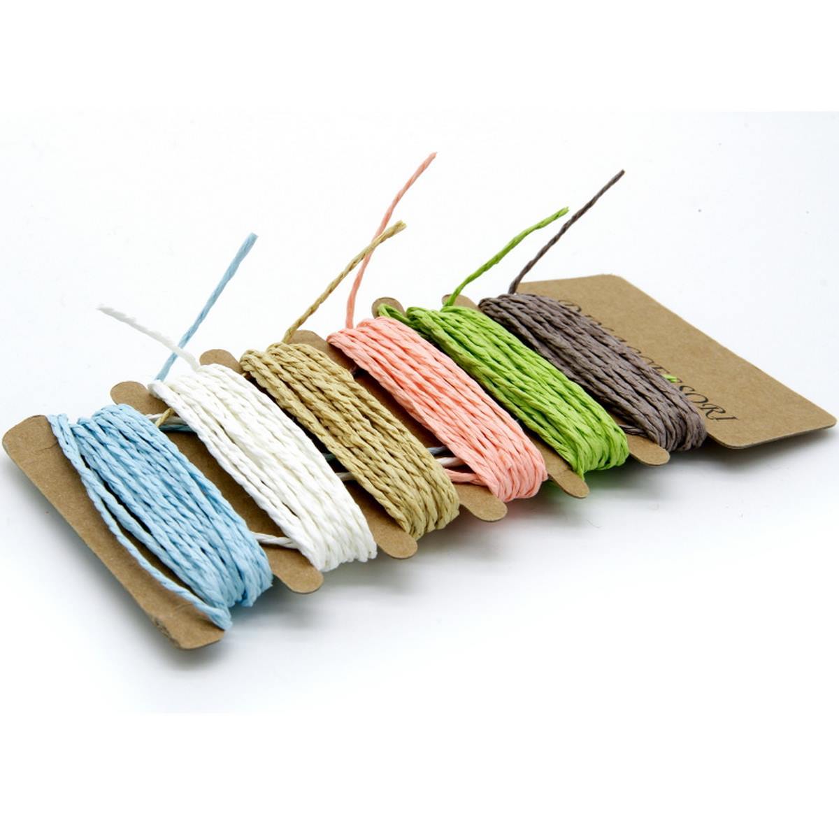 Craft Paper Rope 2 Meter Length - Pack of 6 - Ribbons Colour Mix For ...