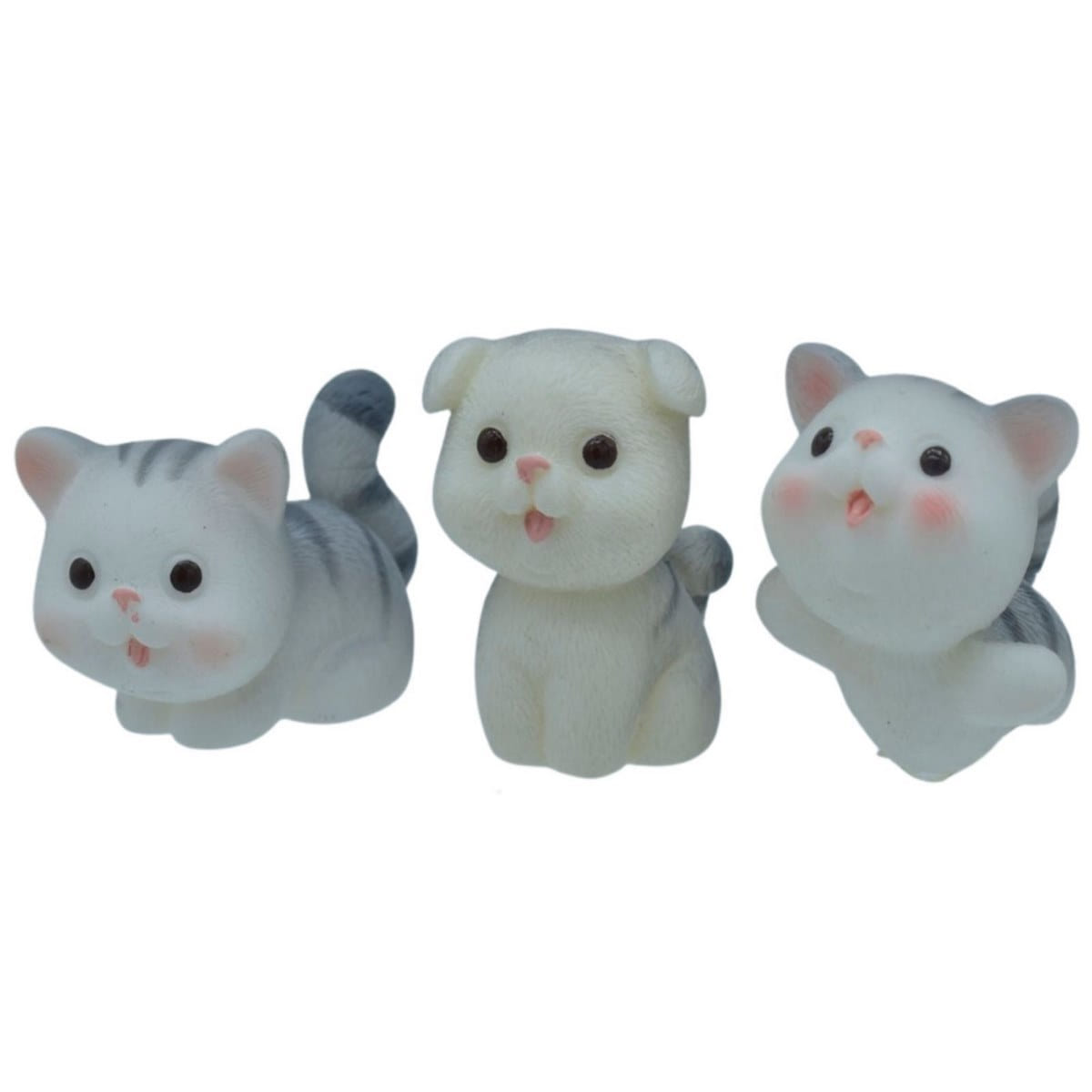JAGS Miniature Grey Cat Pack of 3 | 3.x1.5x4 cm | Decorative Toy Animal ...