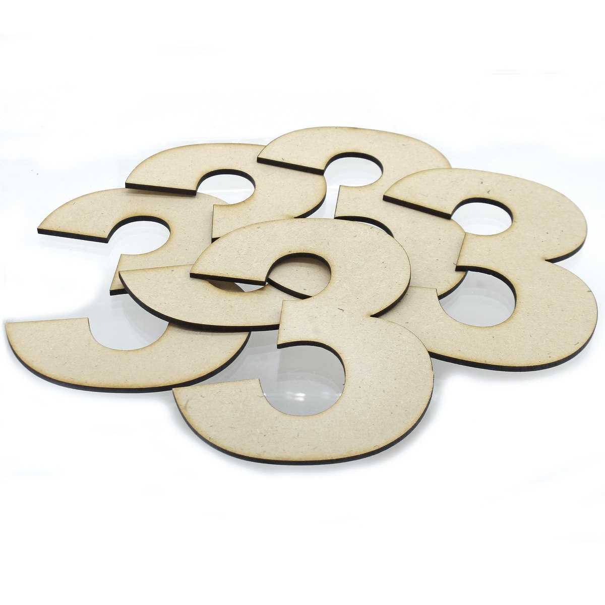 JustKraft MDF Wooden Number 3 Cut-out | 4 Inch | Pack of 5 For DIY ...