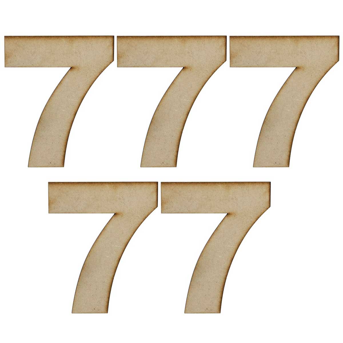JustKraft MDF Wooden Number 7 Cut-out | 4 Inch | Pack of 5 For DIY ...