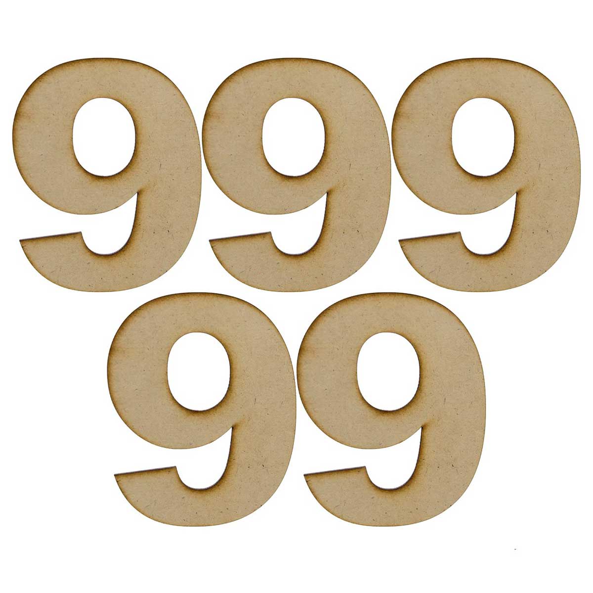 JustKraft MDF Wooden Number 9 Cut-out | 4 Inch | Pack of 5 For DIY ...