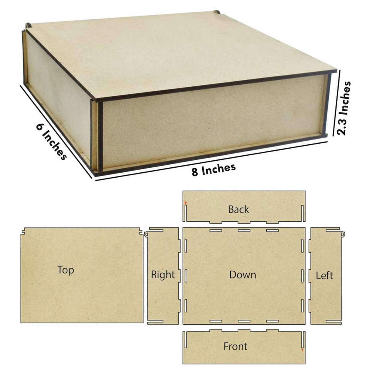 JAGS DIY Wooden Folding Box (8x6x2.3 Inch) - Square For DIY Painting ...