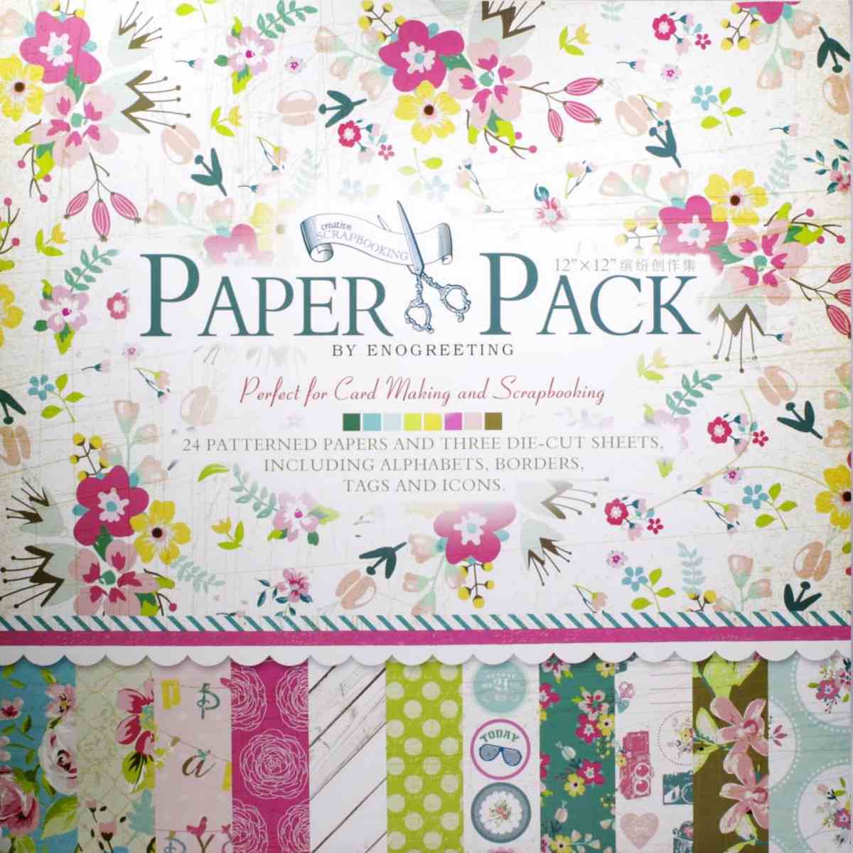 Eno Greeting Printed Design Paper 12 x 12 Inch 12 Designs 24 Sheets 160 ...