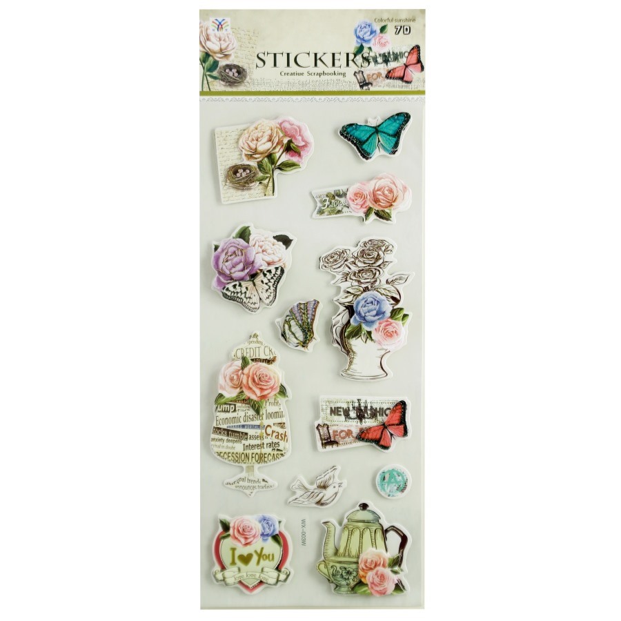 3D Stickers Vintage Theme (Pack Contain 12 Stickers)