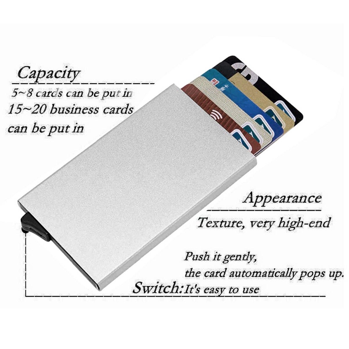 JustKraft Silver Metal Card Holder | 4 Inch