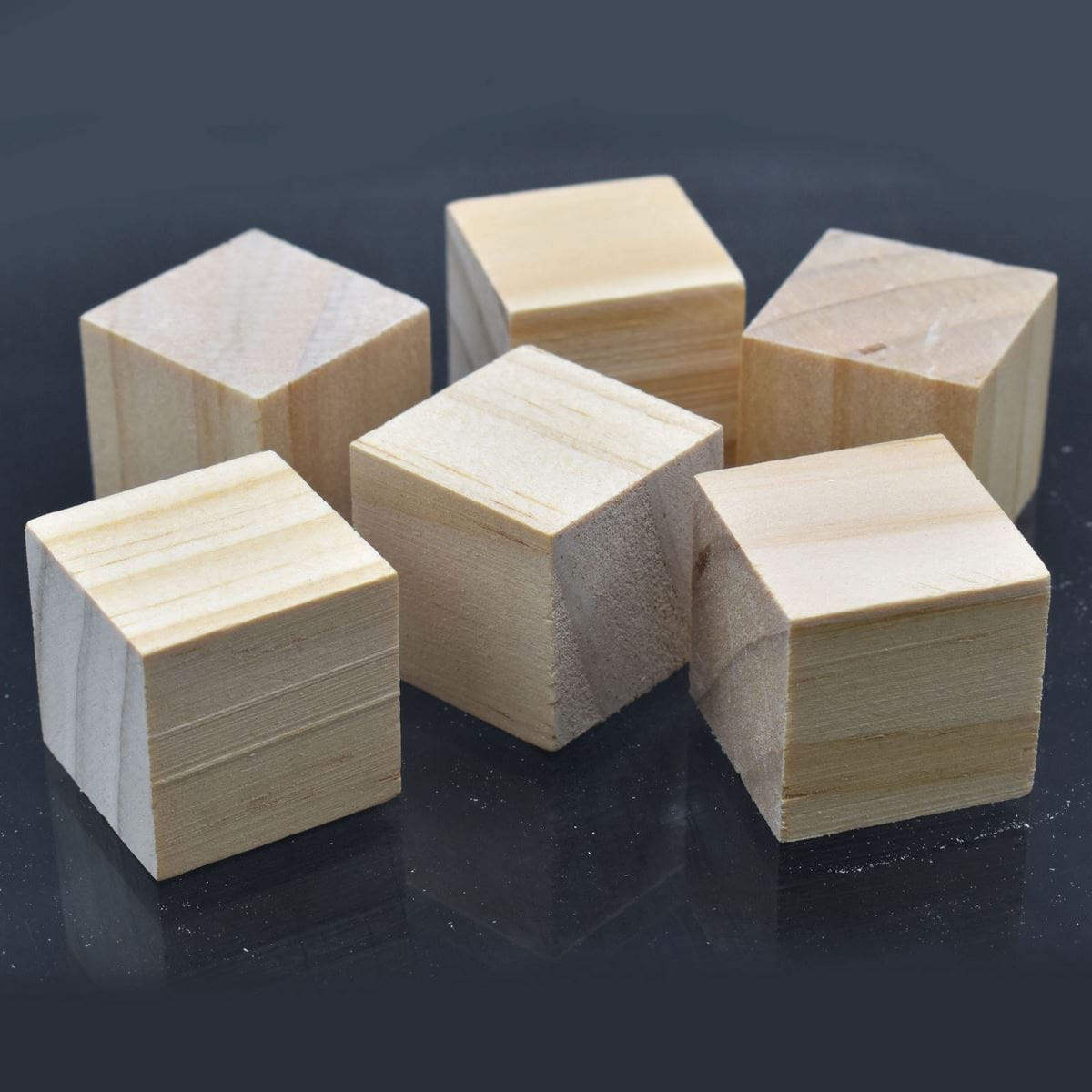 25mm Wooden Cube Blocks for Craft - Pack of 6