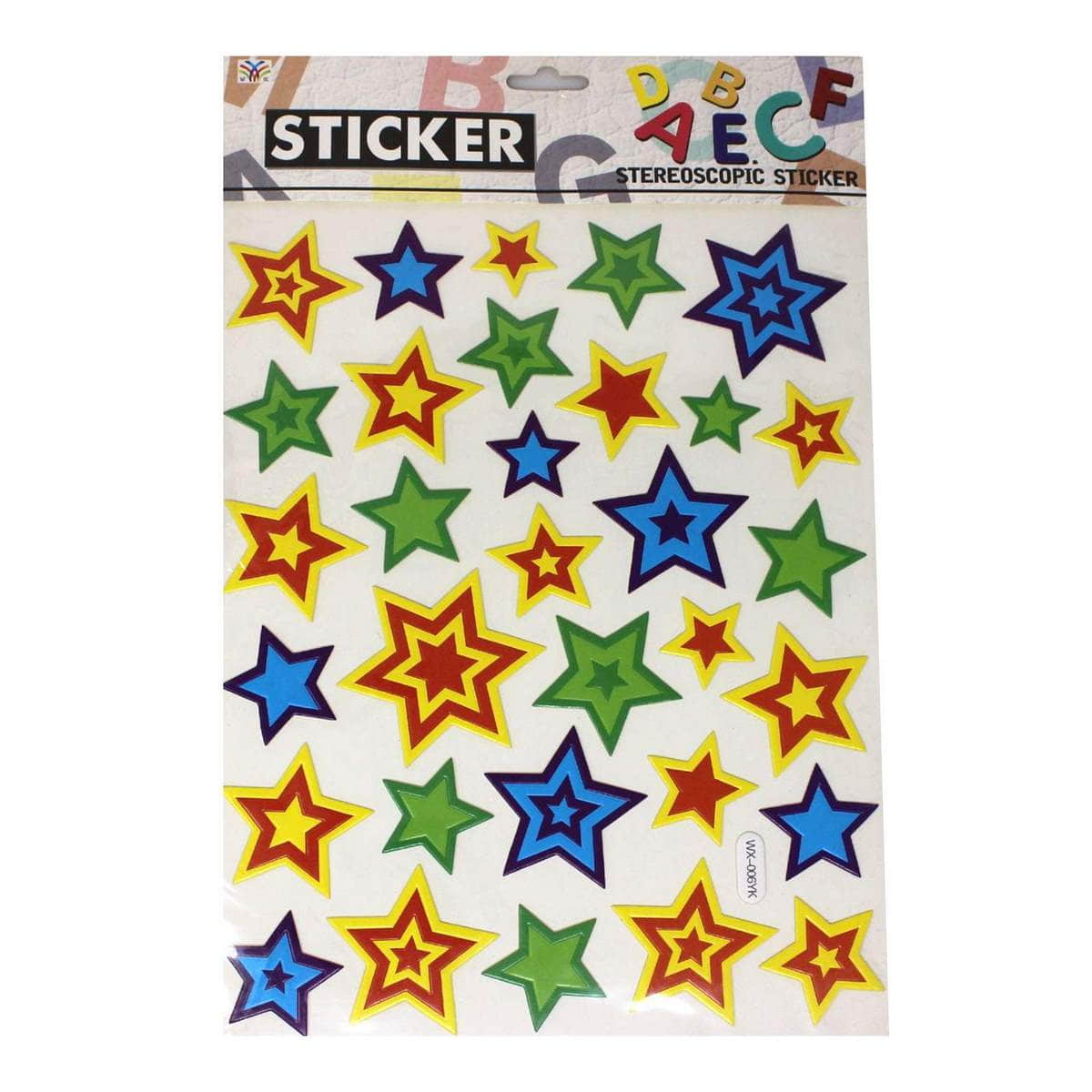 JustKraft Decorative Stickers - Star Shaped - Sheet Contains 32 Stickers