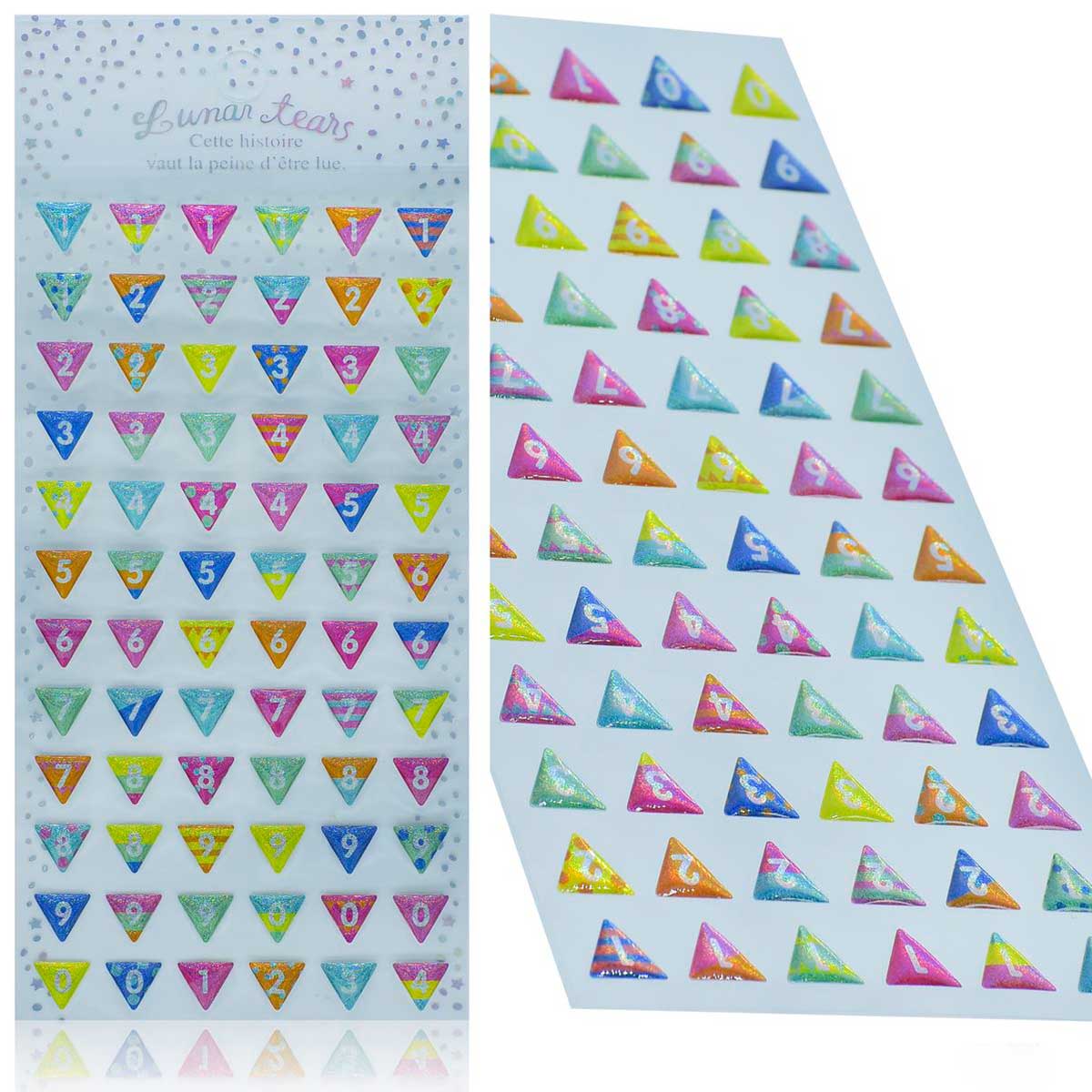 JustKraft Decorative Glitter Stickers | Triangle Shape With Numbers